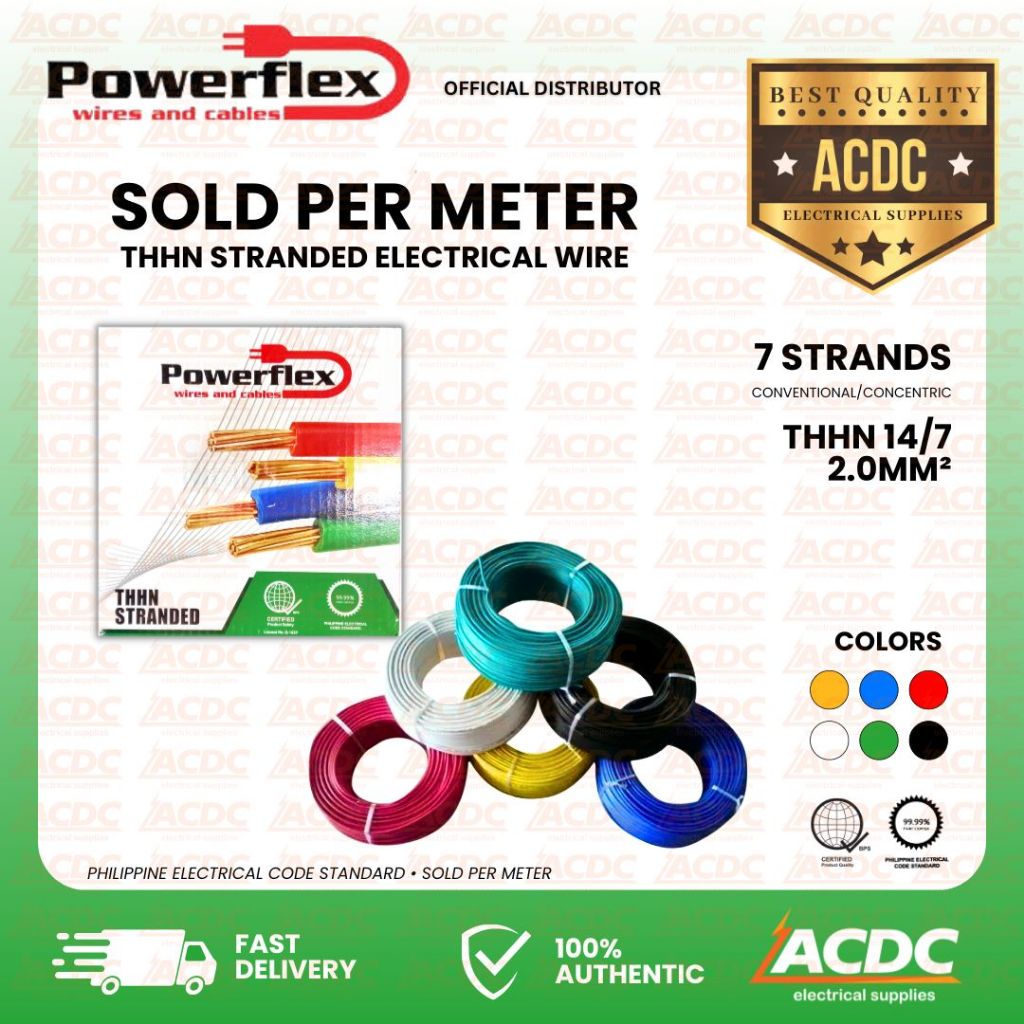 Per Meter #14 Powerflex THHN 2.0mm2 Stranded Cable Wire #14 Stranded ...