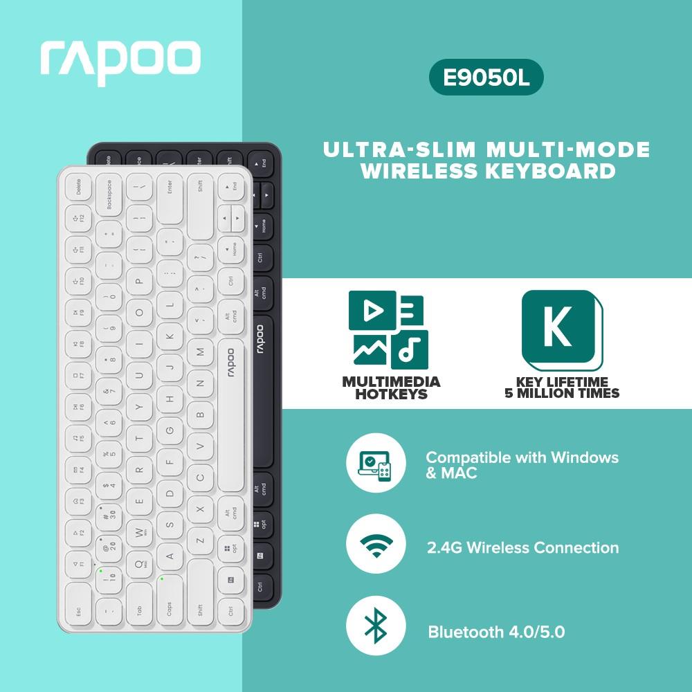 Rapoo E9050L Ultra-slim Multi-mode Wireless Keyboard | Shopee Philippines