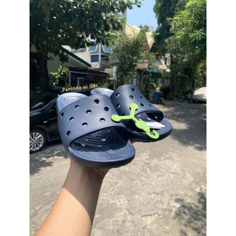 Original Crocs Classic Slide - Navy | Shopee Philippines
