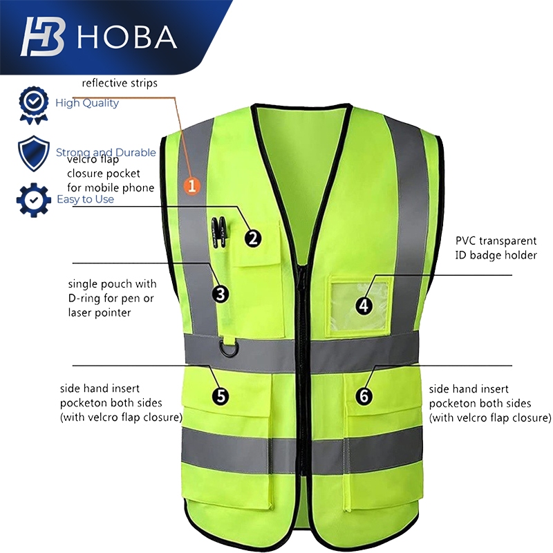 Hoba Reflective Safety Vest High Visibility Motorcycle Jacket Safety ...