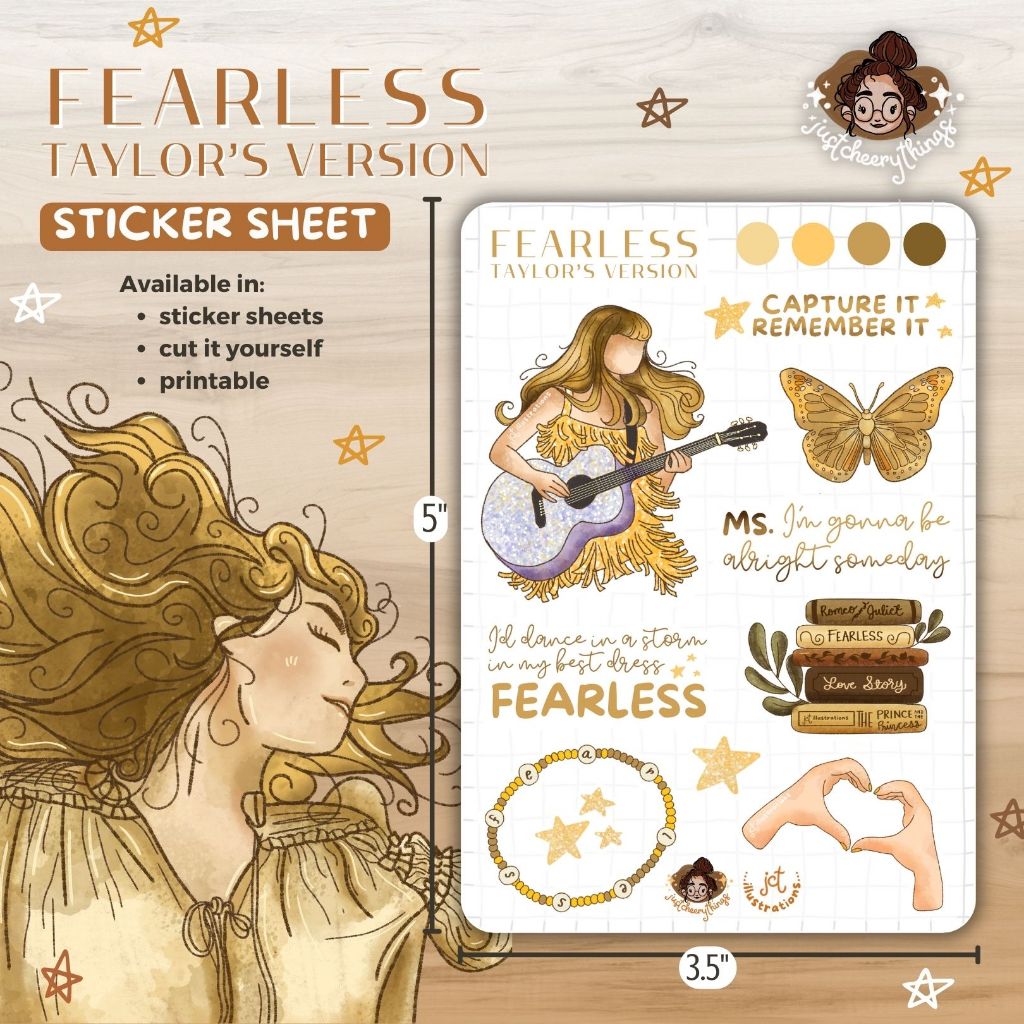 Taylor Swift Fearless TV Cute Sticker Sheet 3.5 x 4.9" for Journal ...