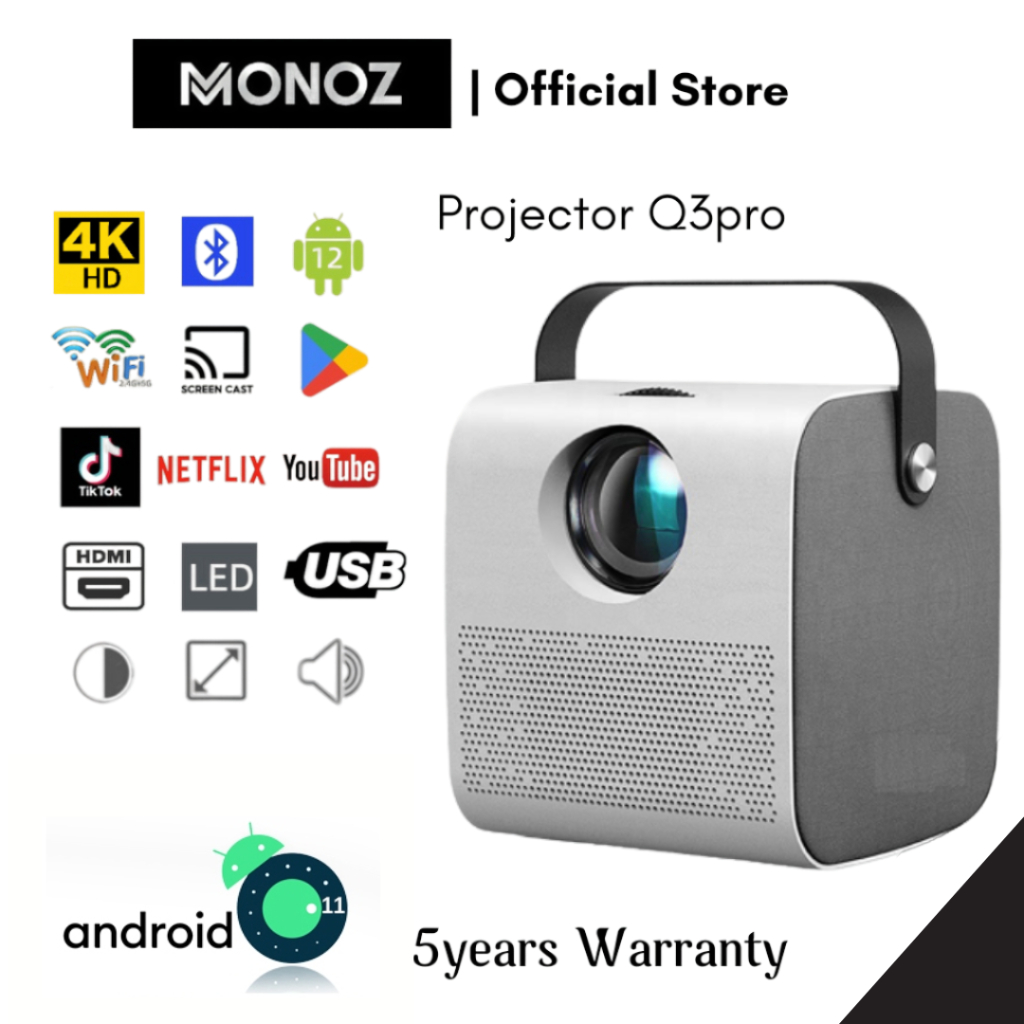 Projector Q3 PRO Portable Smart Mini 4K Full HD Projector IOS/Android WiFi Bluetooth HDMI ...