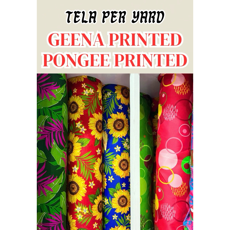 Geena Pongee PRINTED Tela PER YARD | Shopee Philippines