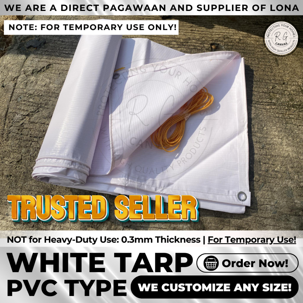 TRAPAL WHITE TARPAULIN LONA TOLDA STORE MOTOR COVER WATERPROOF | Shopee ...