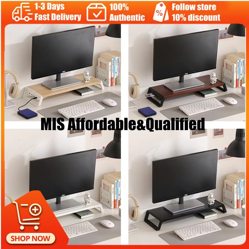 WD (Wood) Monitor Stand Universal usb expansion station Computer Riser ...