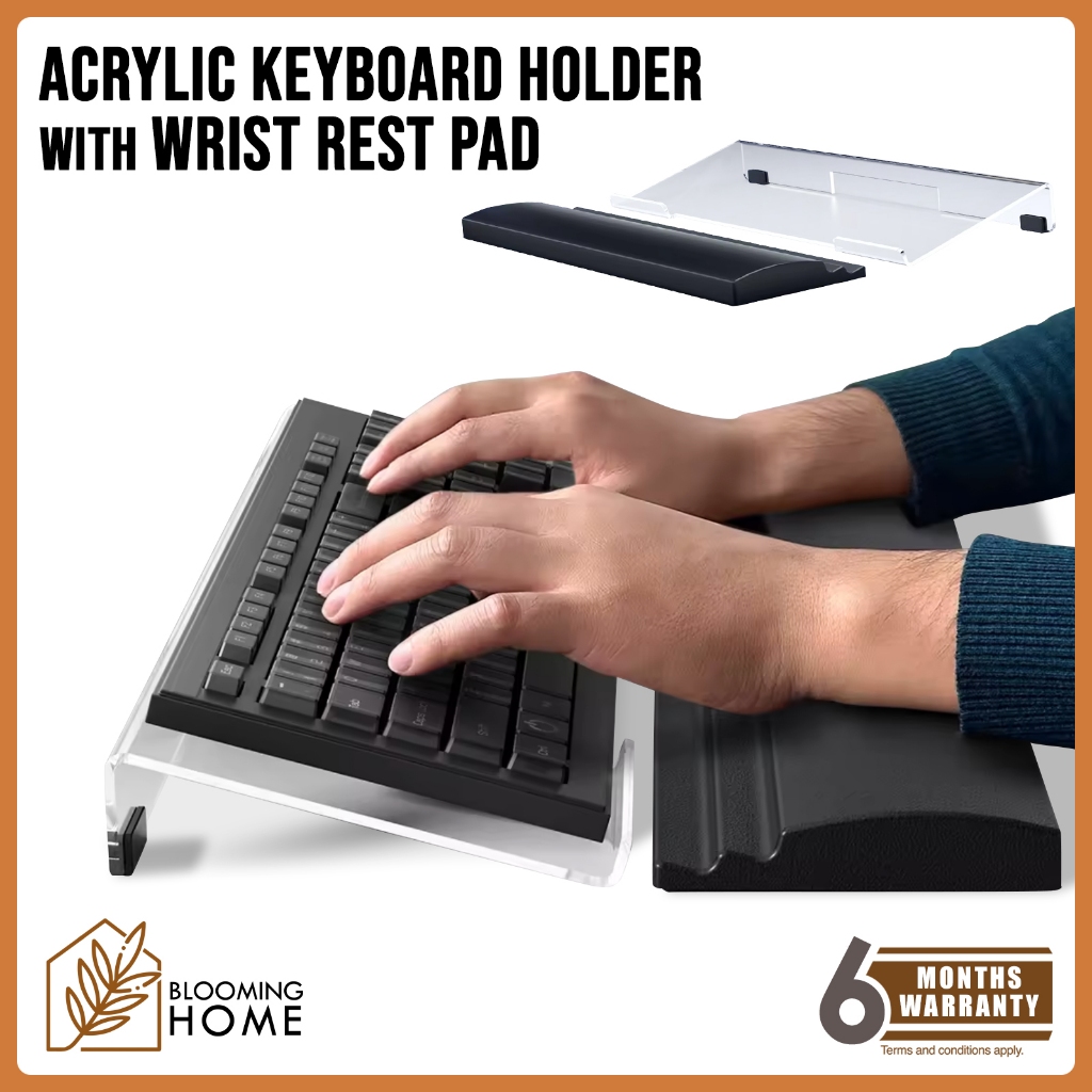 UPERGO Stylish Acrylic Keyboard Holder w/ Large PU Leather Wrist Pad ...