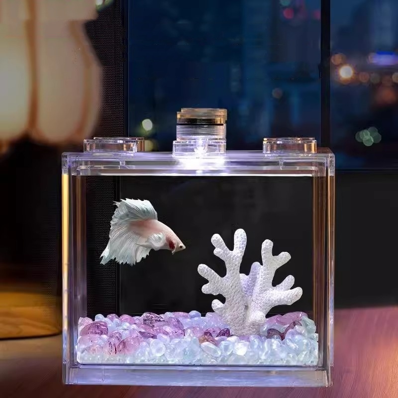 Fish Tank Betta Box Mini Aquarium Block Tank Betta Guppy Fish Tank | Shopee Philippines