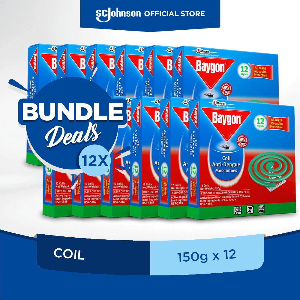 Baygon Mosquito Coil Anti Dengue 150g (PACK OF 12) | Shopee Philippines