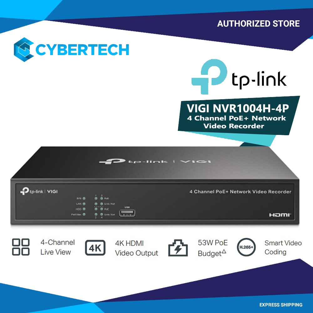 New Tp-Link VIGI NVR1004H-4P VIGI 4 Channel PoE+ Network Video Recorder | Shopee Philippines