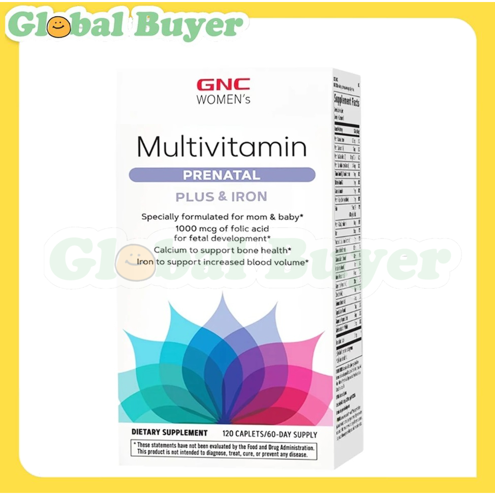 GNC Women's Prenatal Multivitamin Formula with Iron 120 Caplets EXP:01/ ...
