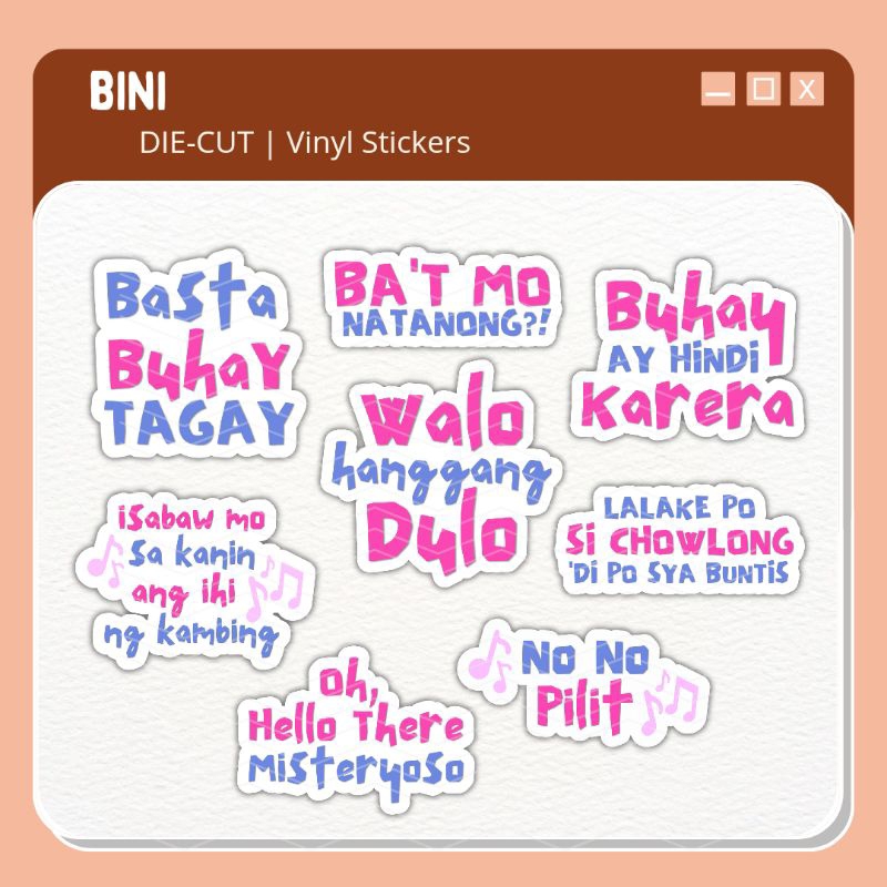 Bini Inspired Phrases Cute Vinyl Stickers Die-Cut and Waterproof ...
