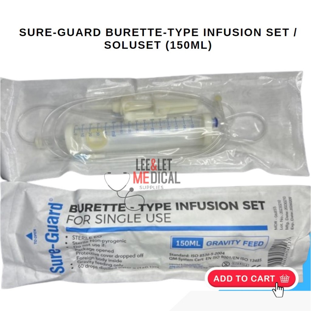 (L&L-J) Sure-Guard Burette-Type Infusion Set / Soluset (150mL) | Shopee ...