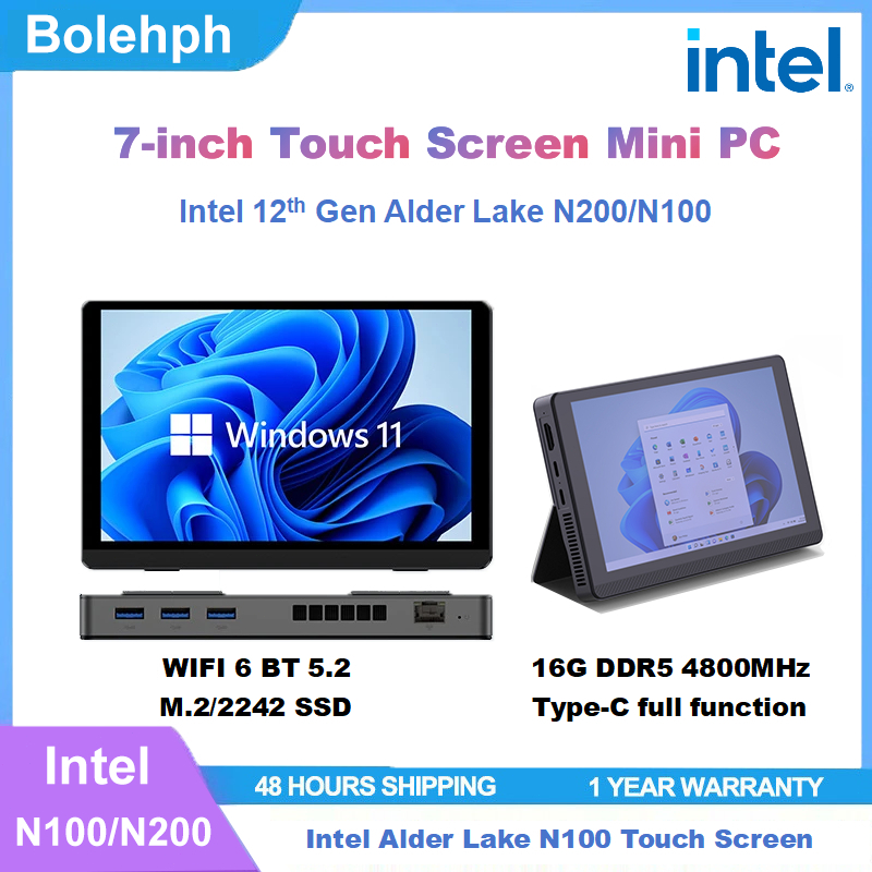 7 inch Alder Lake N200/N100 Touch Screen Mini PC Windows 11 LPDDR5 ...