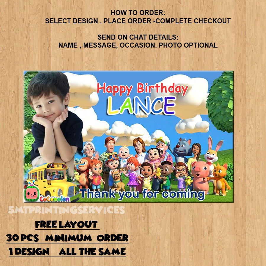 ATM Size Personalized Ref Magnet Cocomelon Party Giveaway Magnets ...