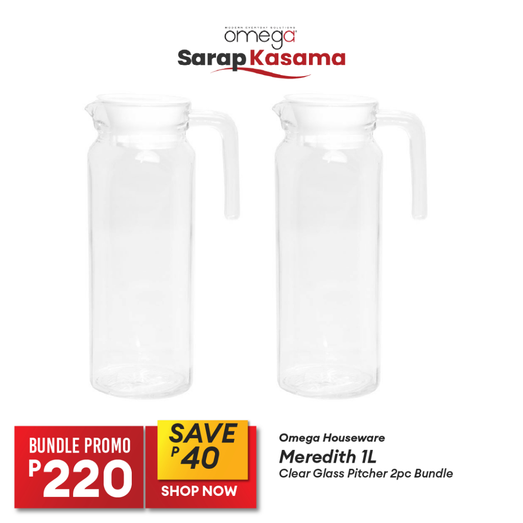 Omega Houseware Meredith 1L Clear Glass Pitcher 2pc Bundle | Shopee ...