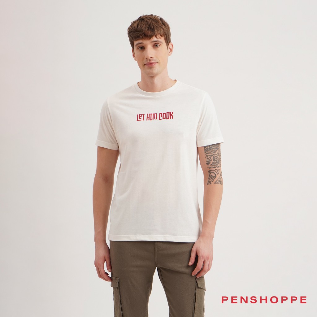 Penshoppe Let Him Cook Regular Fit Graphic T-Shirt For Men (Off White ...