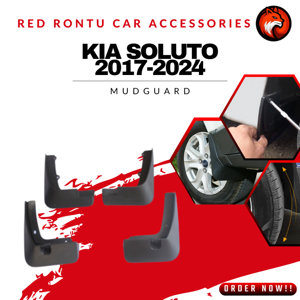 Kia Soluto Mud Guards | 4‑Piece Splash Guard Kit — OEM‑Style PP/TPE ...