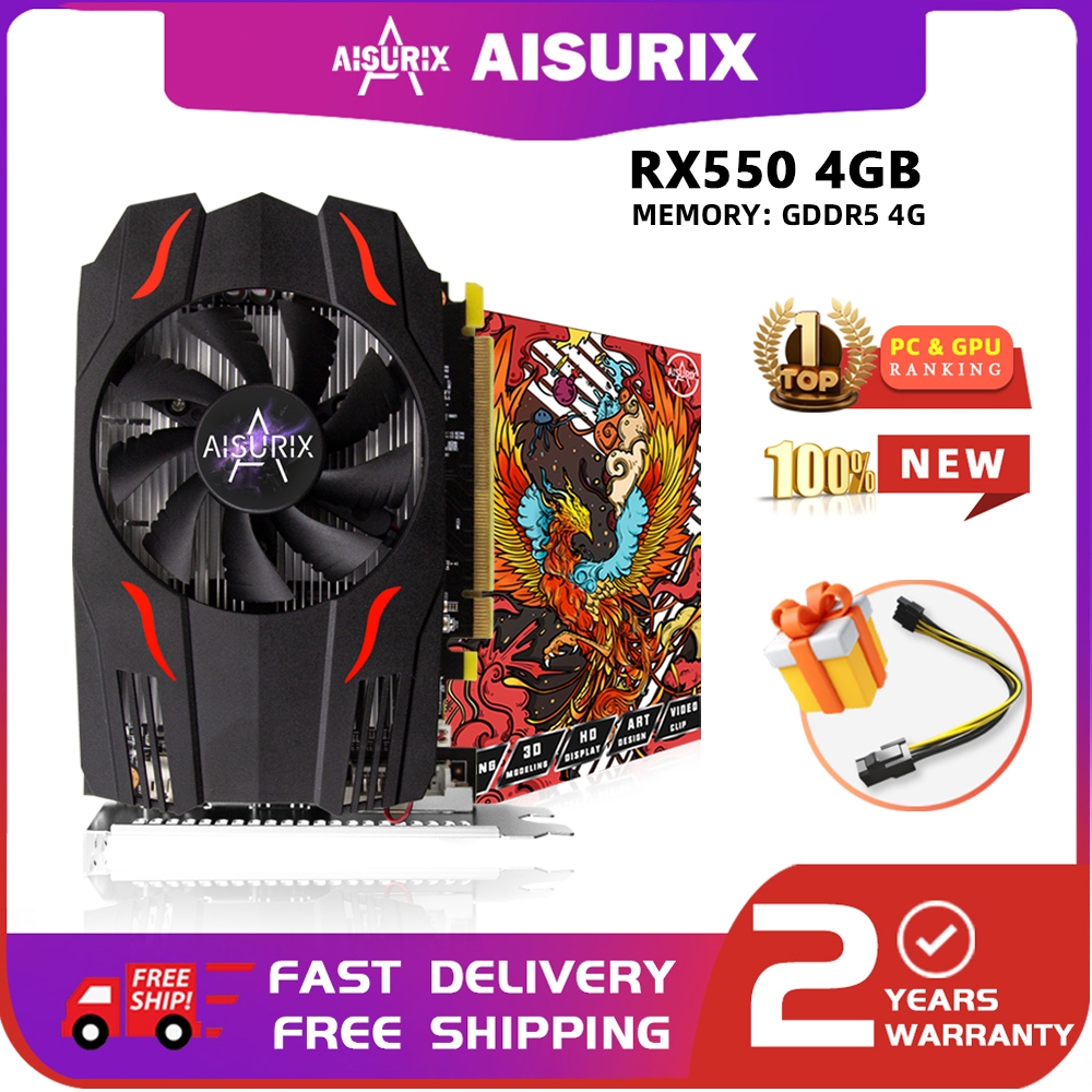 AISURIX RX550 4G ATX New Graphics Card GDDR5 128Bit Computer GPU Video ...