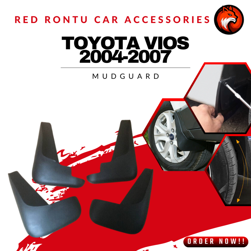 Toyota Vios (2004-2007) Mud Guard / Mud Flaps / Splash Guard (4pcs ...
