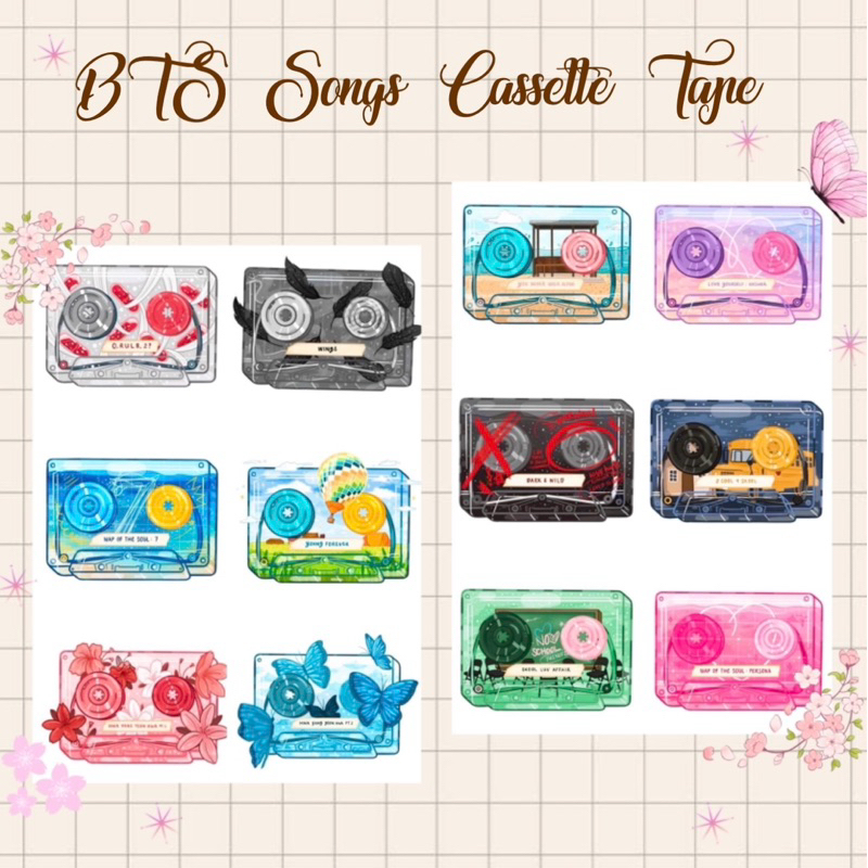 Kpop Inspired bts Songs Cassette Tape Waterproof Laminated Sticker Pack ...