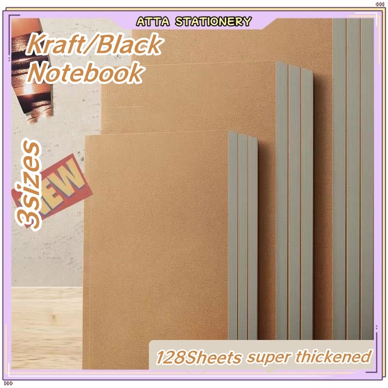 Retro 128Sheets Blank/Line/Grid Notebook Super Thickness Student Notepads A5/B5/A4 School ...