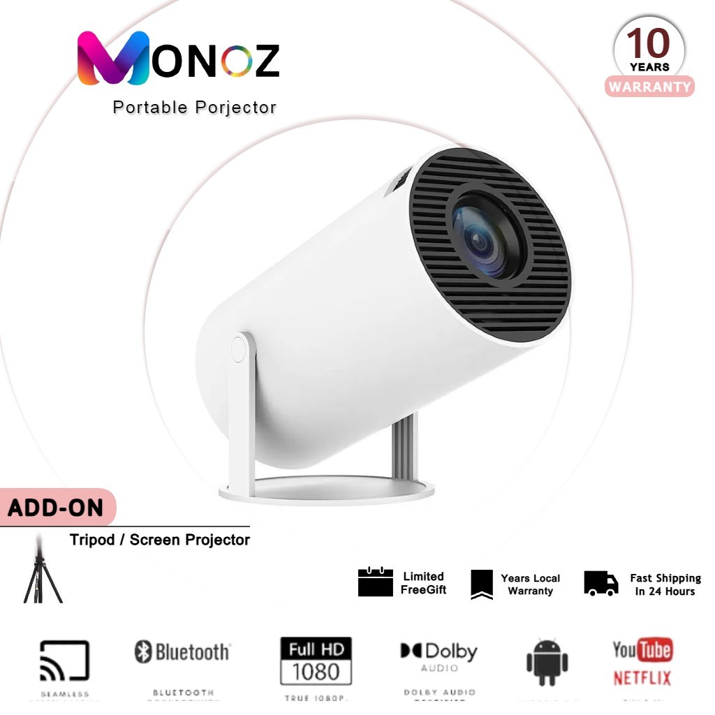 Monoz HY300 Projector 4K Android 11 Smart Projecter Wifi Bluetooth ...