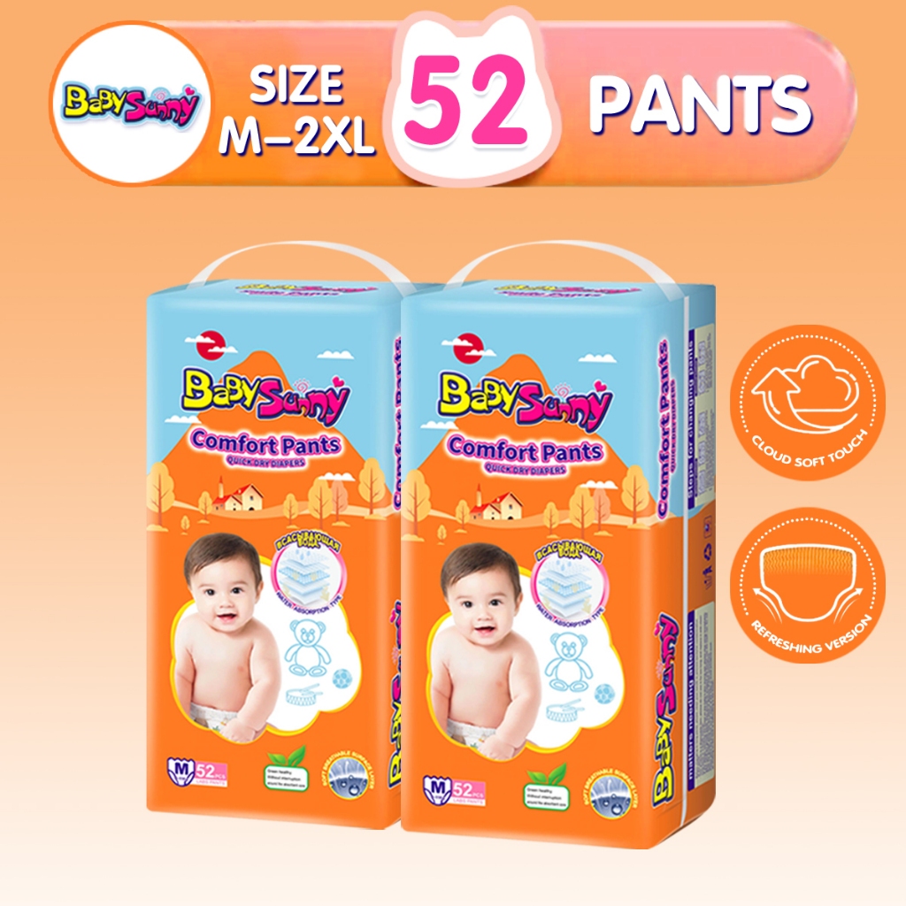 Baby Sunny Disposable Diapers 52Pcs Pull Up Diaper Pants Diaper Baby ...