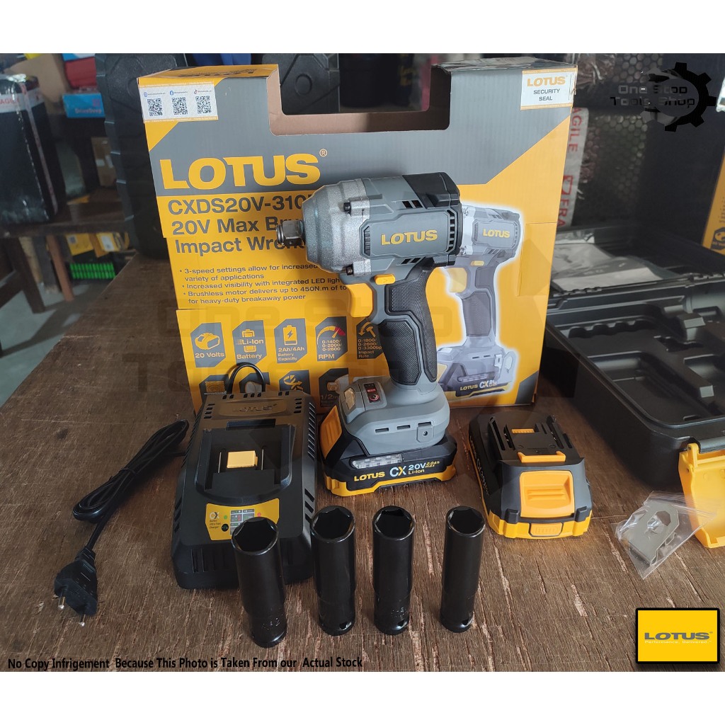 Lotus 20V Lithium-Ion Cordless Impact Wrench Set Brushless 3-Speed ...