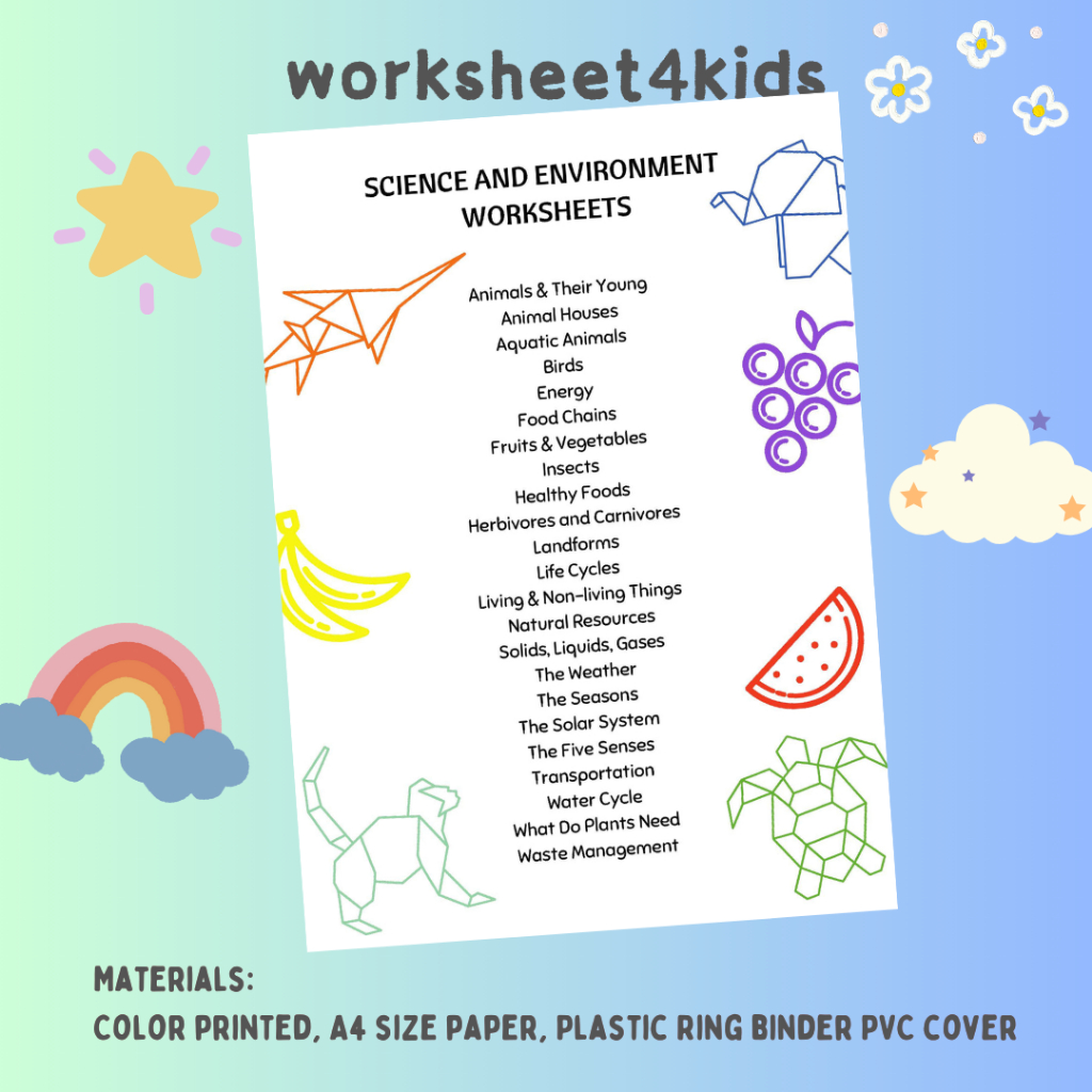 73, PAGES SCIENCE WORKBOOK FOR KINDERGARTEN (2 pages per sheet ...