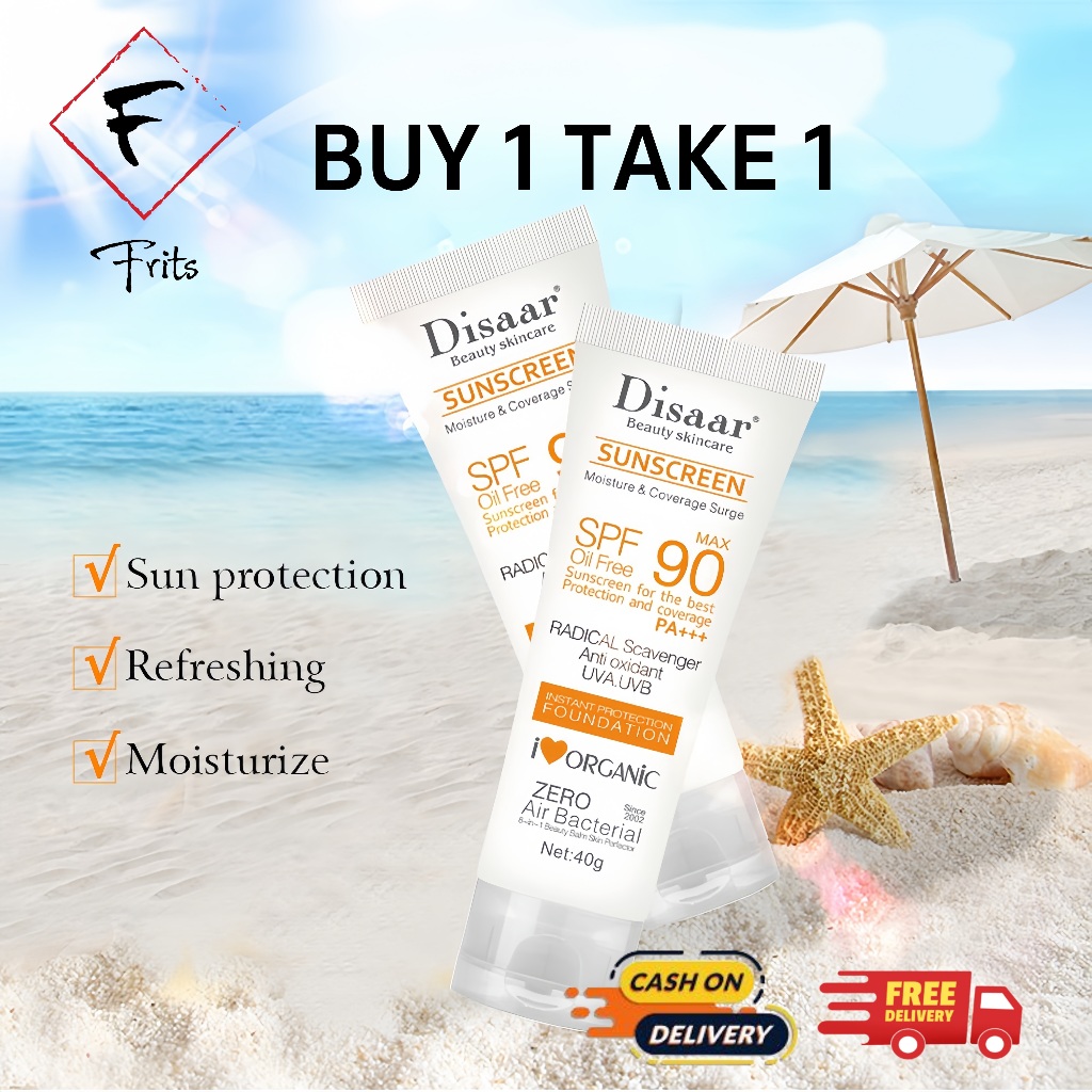 BUY 1 TAKE 1 Disaar Sunscreen SPF 90+ Skin Sunscreen Cream Waterproof Lasting Moisturizing 40ML ...