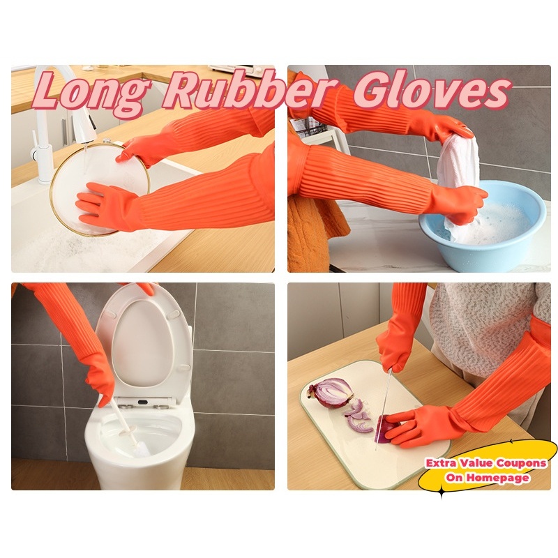 Long Rubber Gloves For Household Duties Washing Clothes Heavy Duty ...