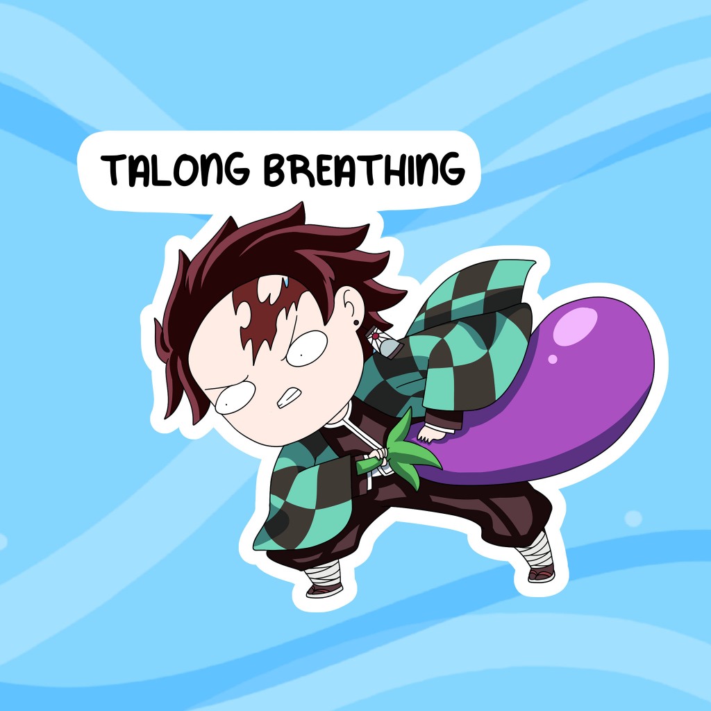 SSKAIT Waterproof funny anime mood die cut sticker - Talong Breathing ...