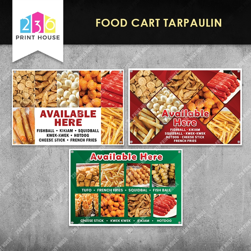 FOOD CART Tarpaulin Banner • Fishball, Kikiam, Squidball Cart Tarpaulin ...