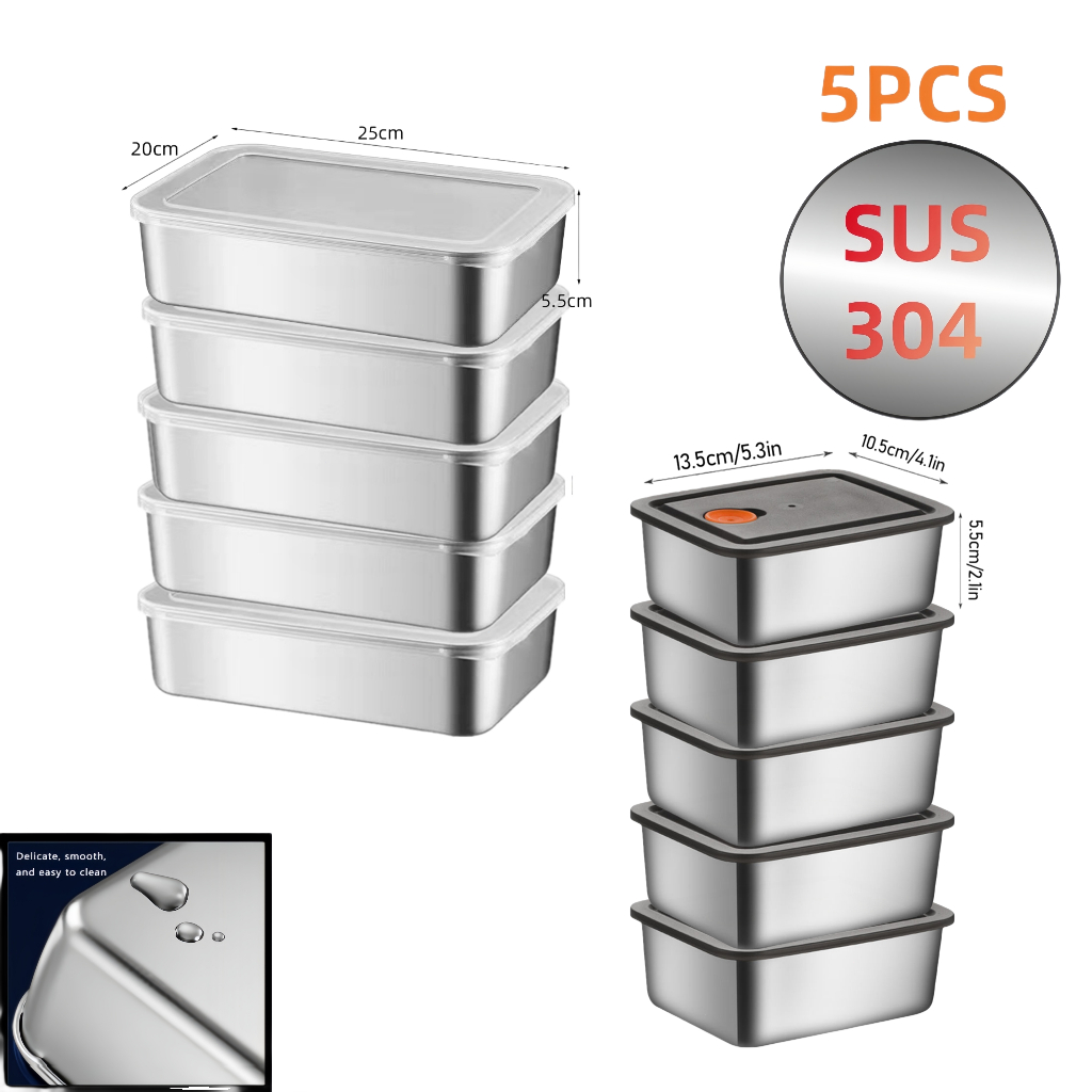Stainless Steel Kitchen Storage Box Fresh-keeping Box with Lid ...