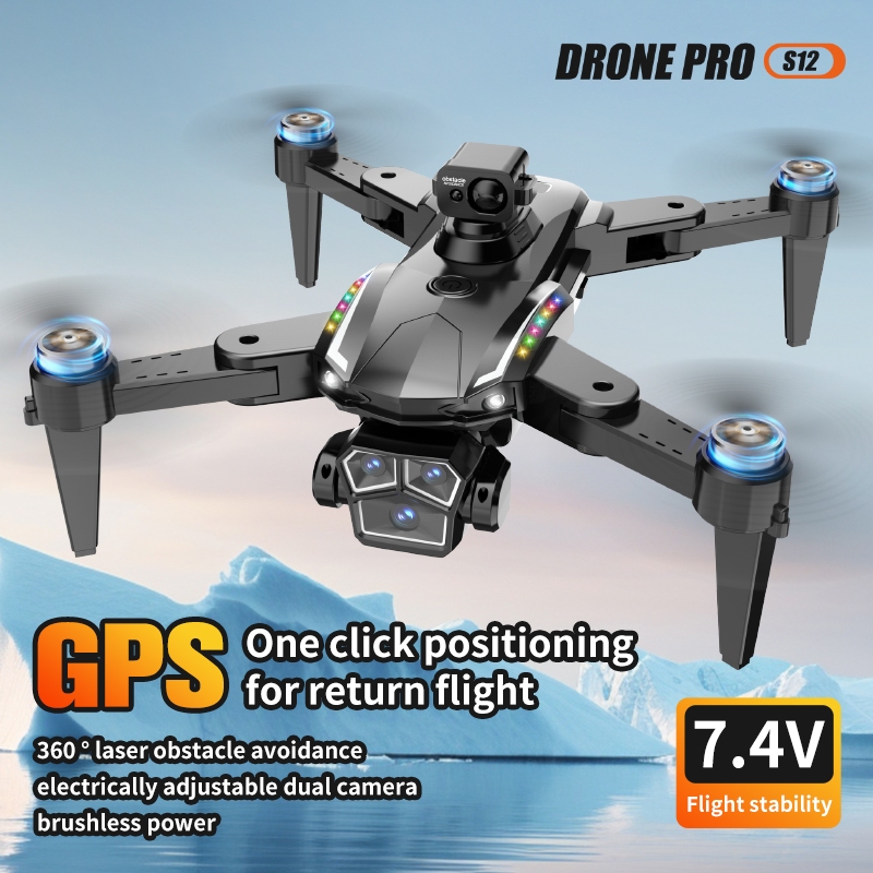 New S12 Pro Brushless Drone GPS Positioning Return Remote Control ...