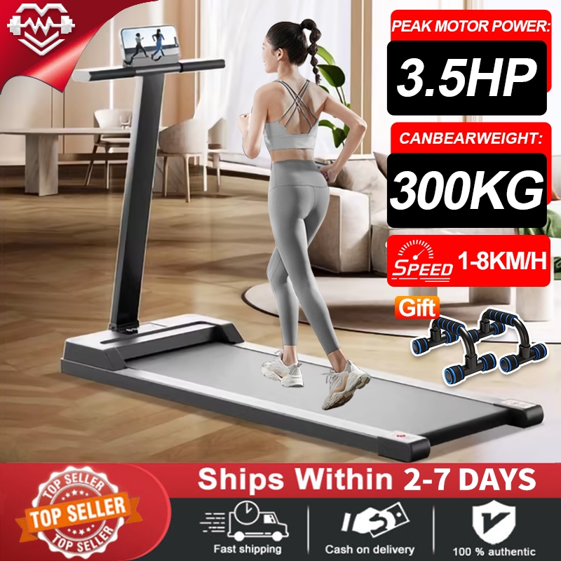3.5HP portable treadmill, 1-8KM/H Folding quiet shock-absorbing walking ...