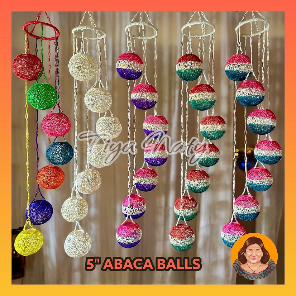 TIYA NATY Hanging Native Globe Abaca Rattan Balls String Christmas ...