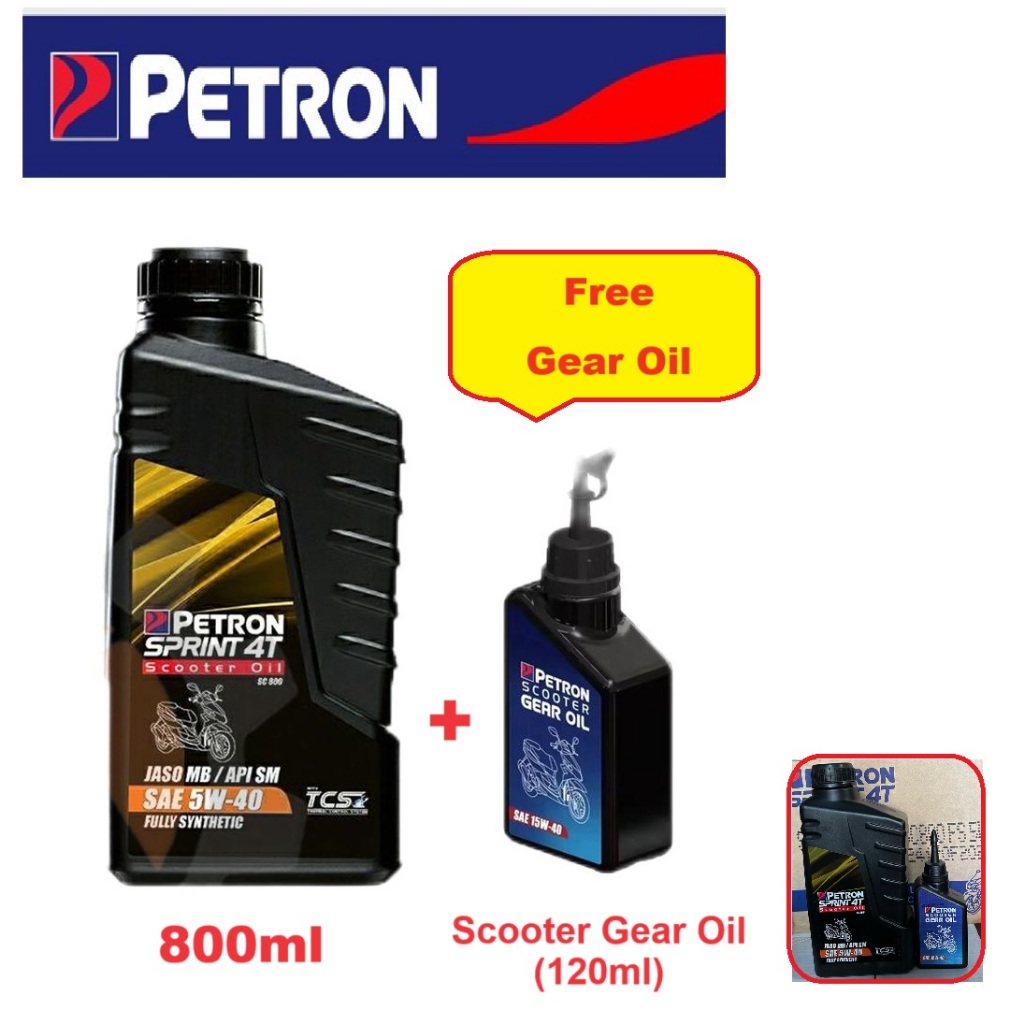 Petron 4T Scooter (SC800) 5W-40 (800ml) W/Free Gear oil (Fully ...
