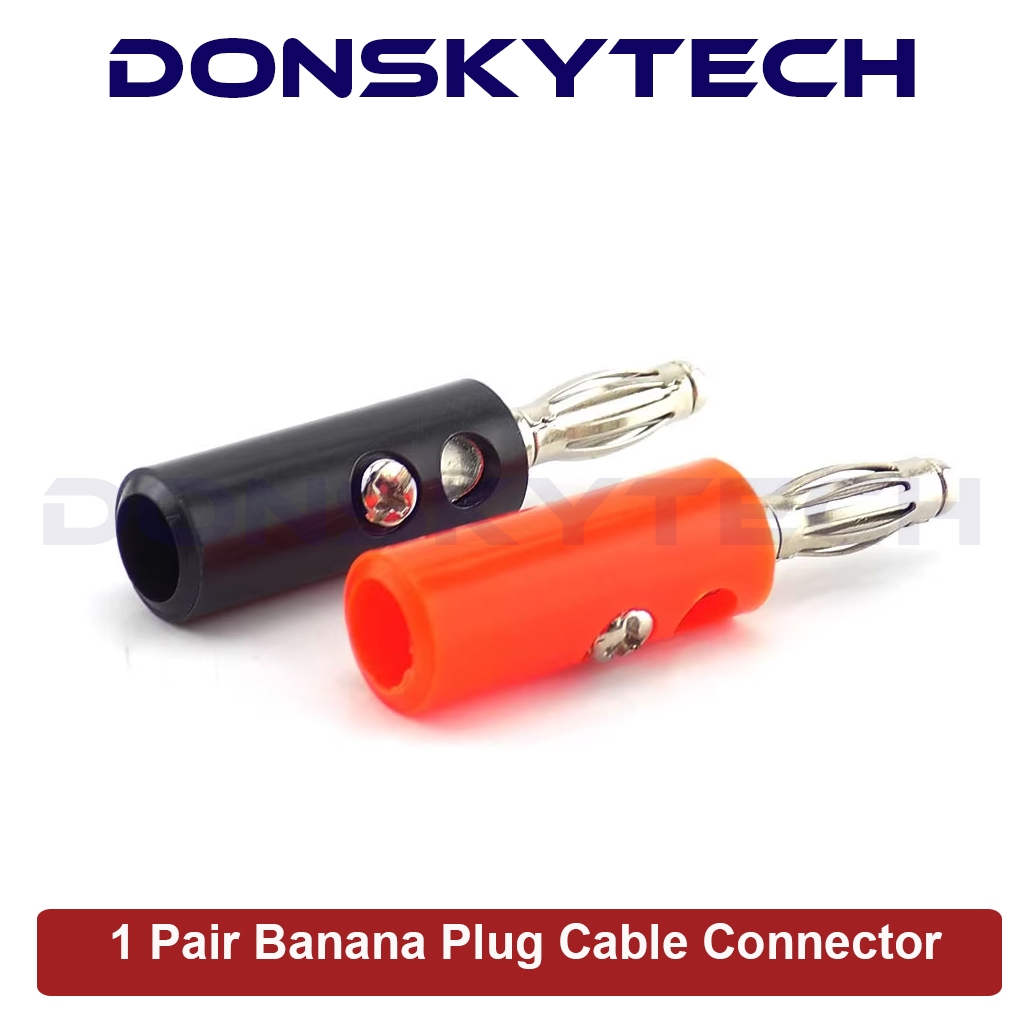 1 Pair Banana Plug Cable Connector Black and Red 4mm For Audio Speaker ...