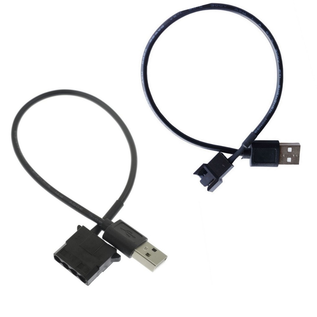 USB to 4-Pin Molex / 4-Pin PWM 5V USB Sleeved Fan Power Adapter Cable ...
