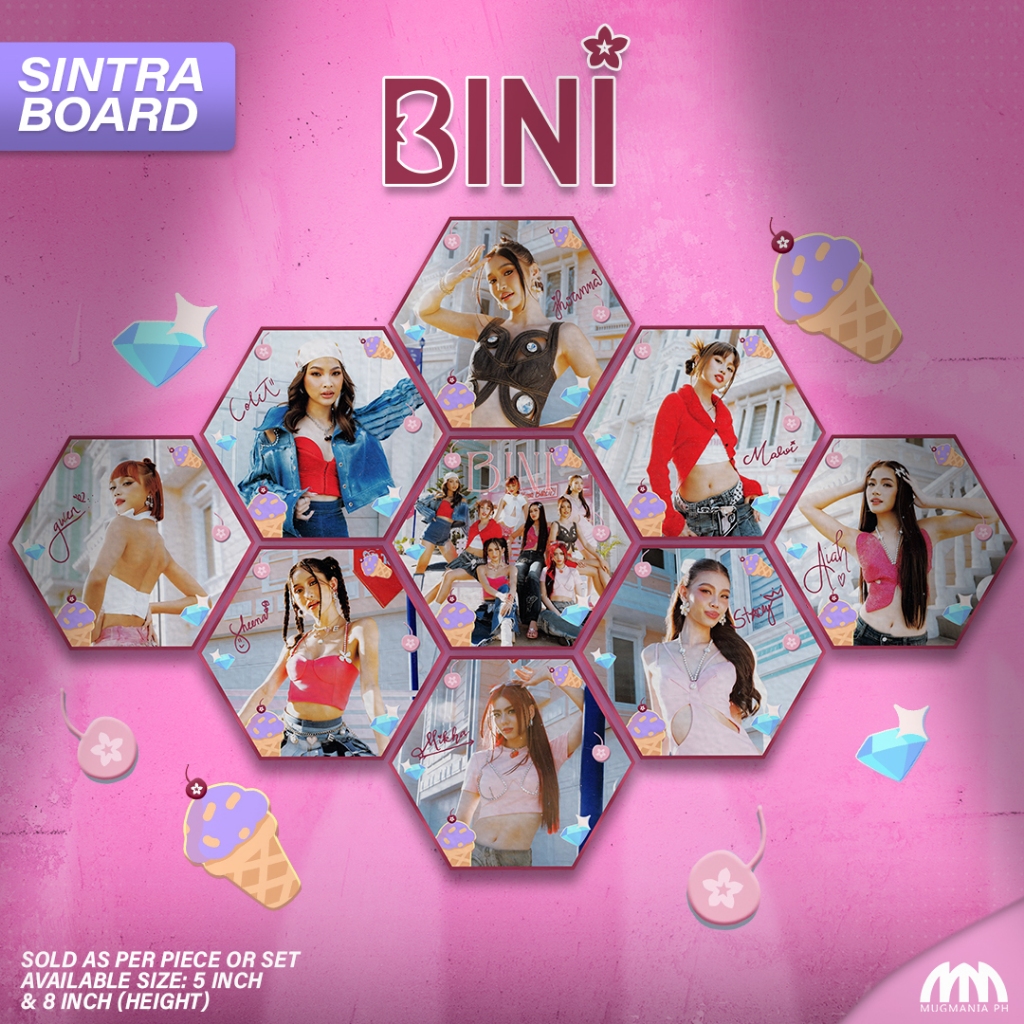 SET 9PCS / BINI Hexagon & Square Wall Decor - Mugmania - Cherry On Top ...