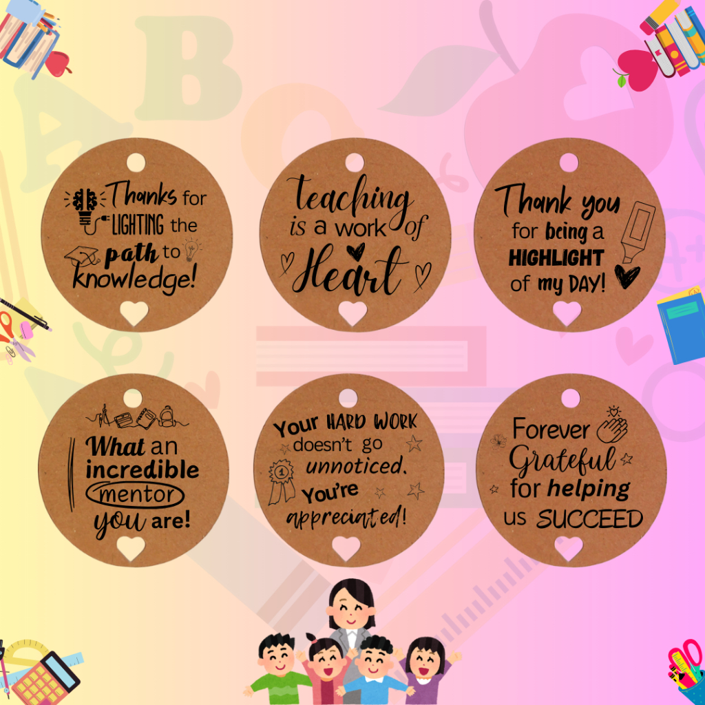 (5 Pieces) World Teacher's Day Kraft Paper Gift Tags ROUND I Birthday l ...