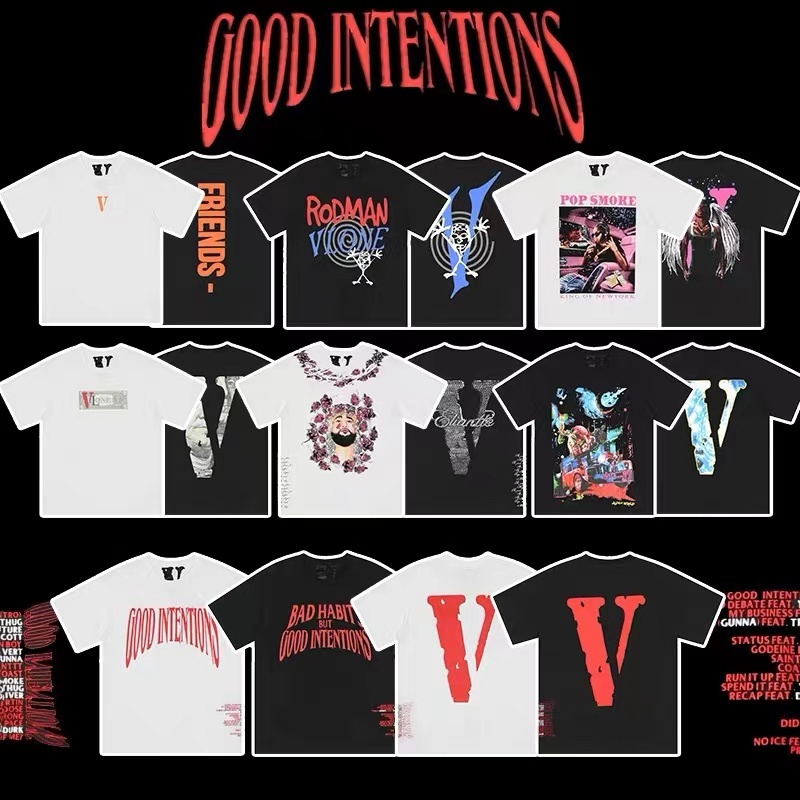 High street hip hop VLONE fast big V print T-shirt trendy cotton ...