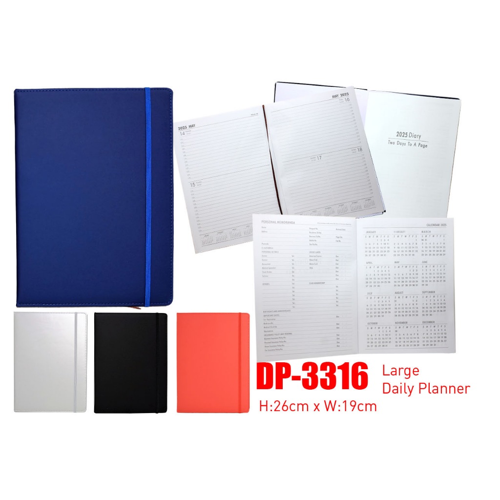 2025 Big PU Leatherette Cover Planner Organizer with Garter Strap DP ...