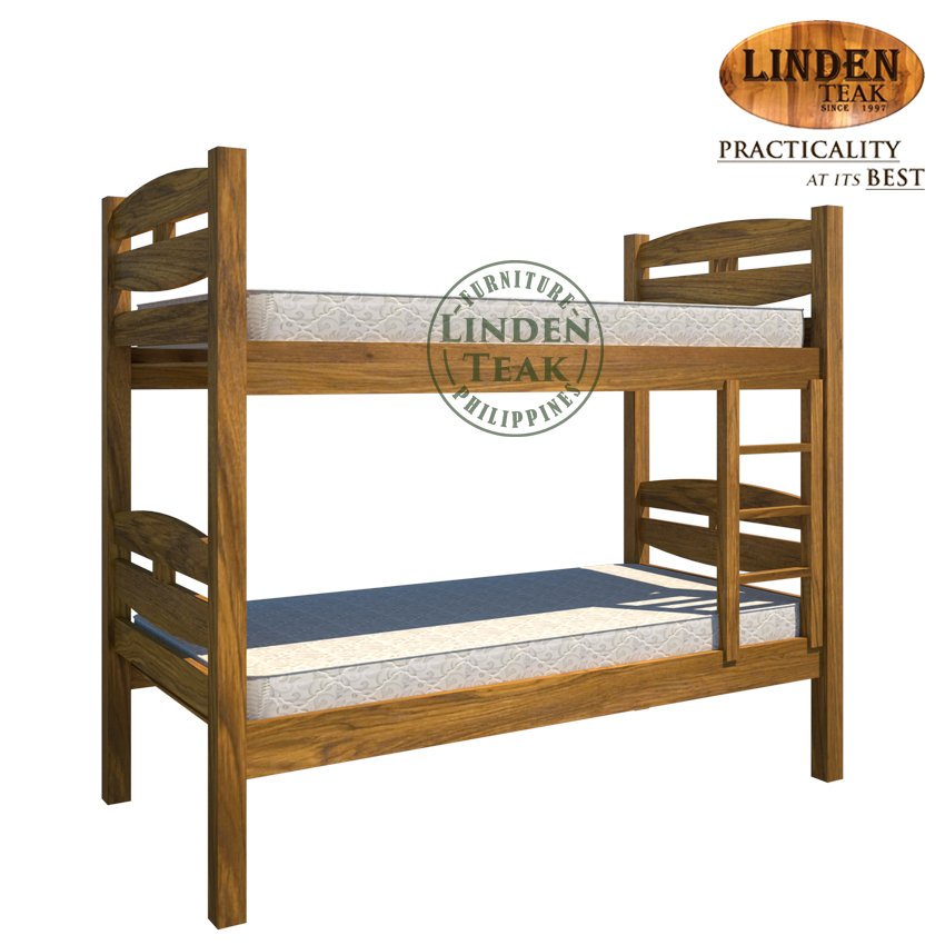 Solid Teak Wood Single-Single Double Deck Bed Frame | Shopee Philippines