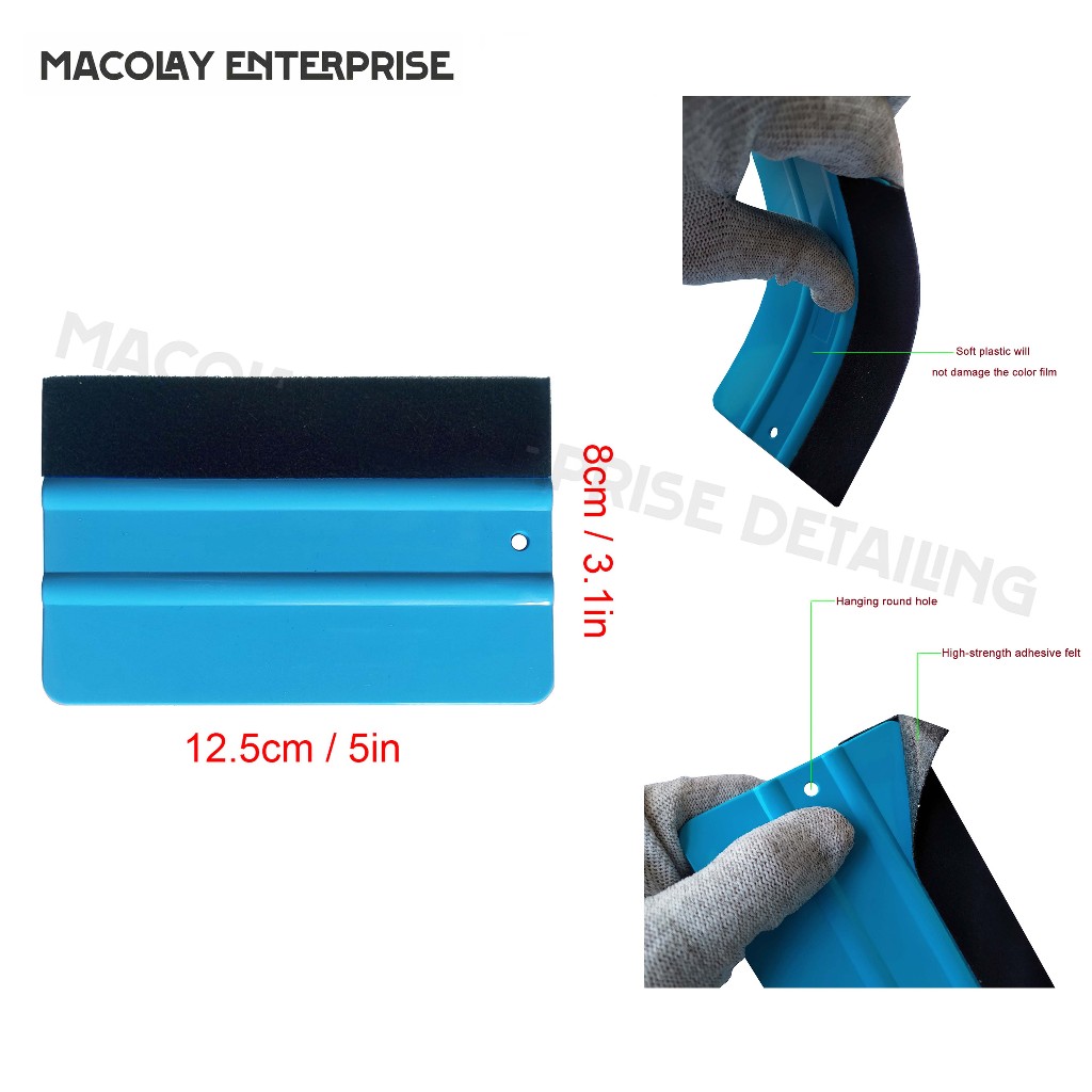 WR-29 Blue Soft Squeegee with hole and Felt for Car PPF Macolay ...