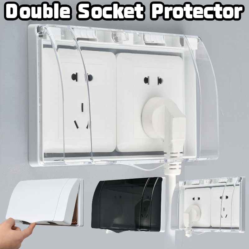 Double Socket Switch Protector Electric Plug Cover Safety Waterproof ...