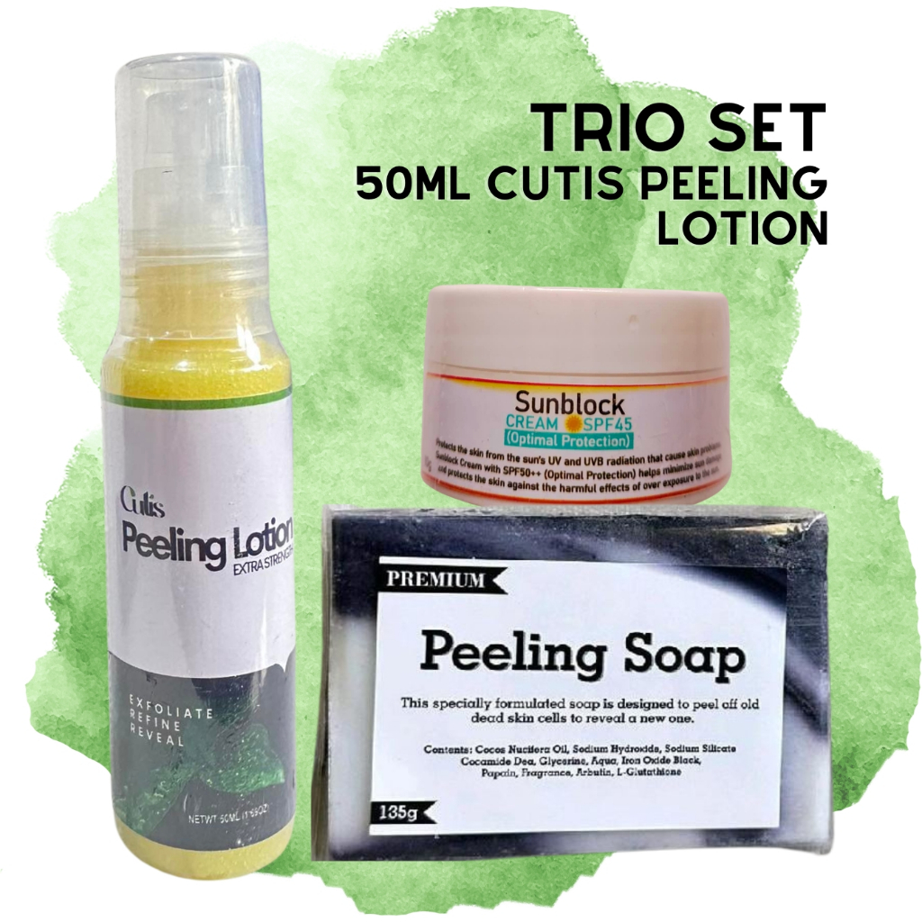 Trio Set Cutis Peeling Lotion + 10g SBC + Premium Peeling Soap | Shopee ...