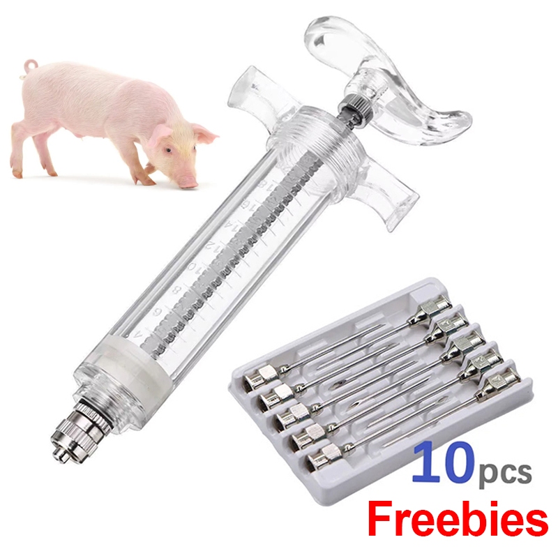 10/20/30ML Animal Syringe with 1 Dozen Assorted Needles for Pig Farm ...