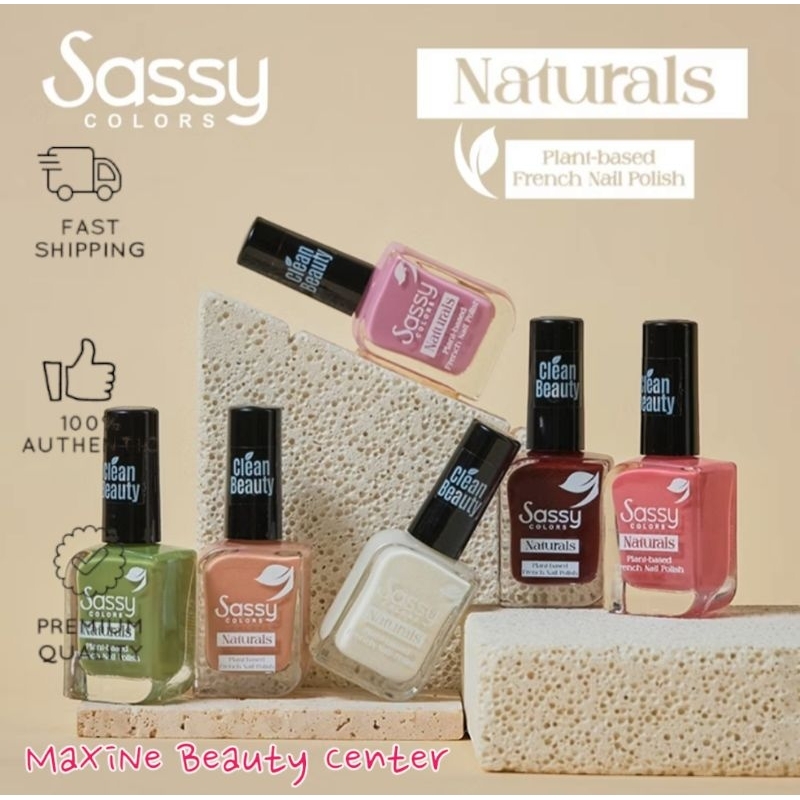SASSY COLORS NATURALS plant base french nail polish, 11mL pastel color ...